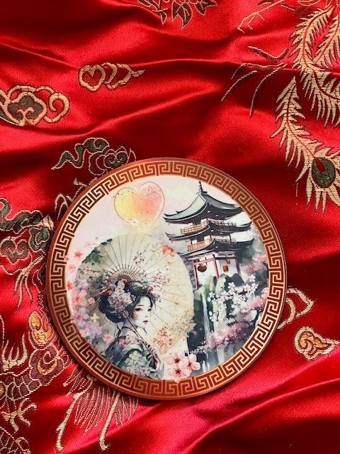 Japanese Themed Drinks Coaster - Asian Water Colour - Geisha Tile ...