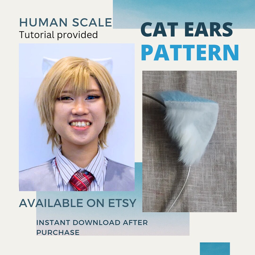 Cat Ears Human Scale Digital Pattern - Etsy