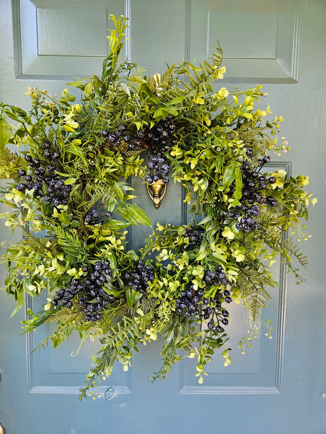 Summer Blueberry Wreath for Front Door, Blueberry Party Decor, Year ...