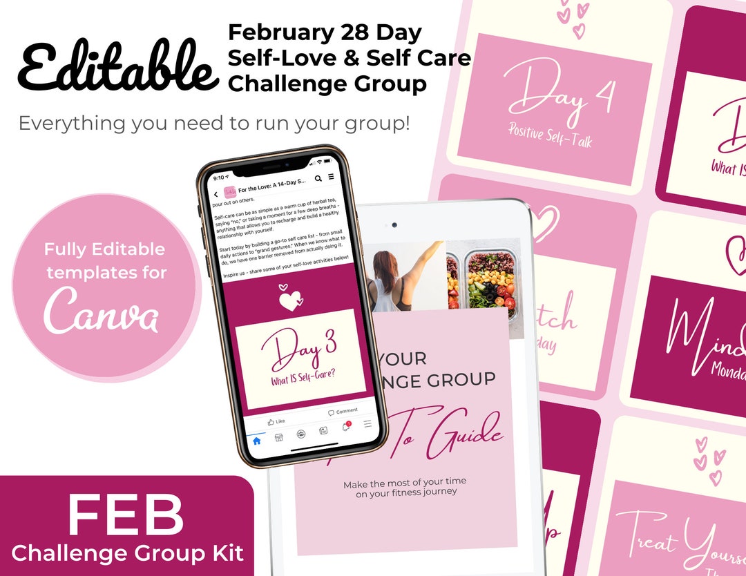 EDITABLE February Done for You 28 Day Challenge Group Guide, Ready to ...