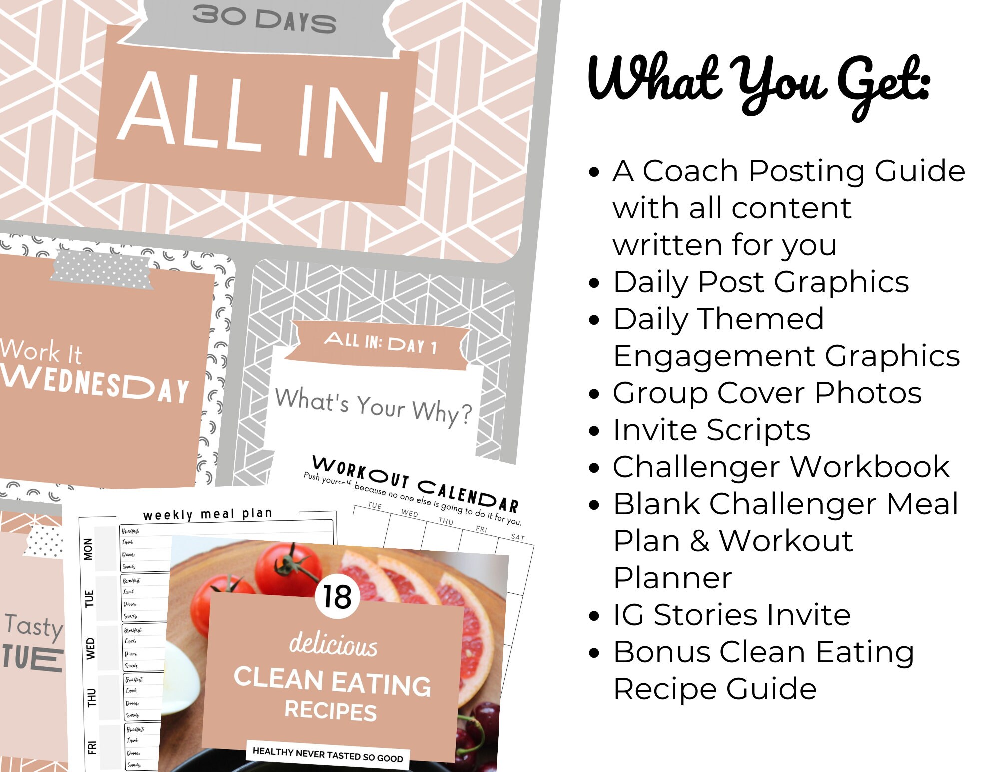 Health & Fitness Canva Challenge Group Posts, Challenge Group Editable ...