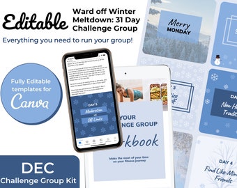 Canva Template for Winter Challenge Group Editable Social | Etsy
