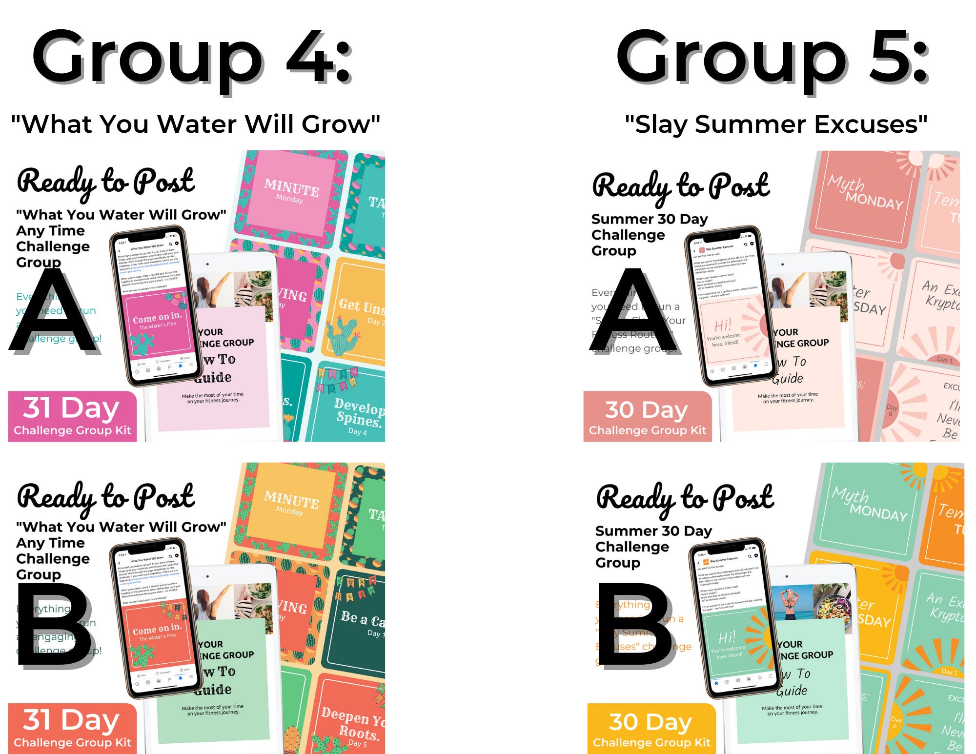 Editable Monthly Wellness Challenge Group Guide Bundle, 30 Day ...