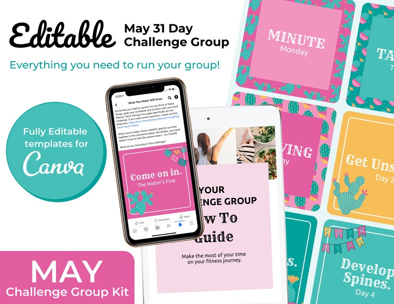 Fully Editable in CANVA May Challenge Group Guide, 31 Day Challenge for ...