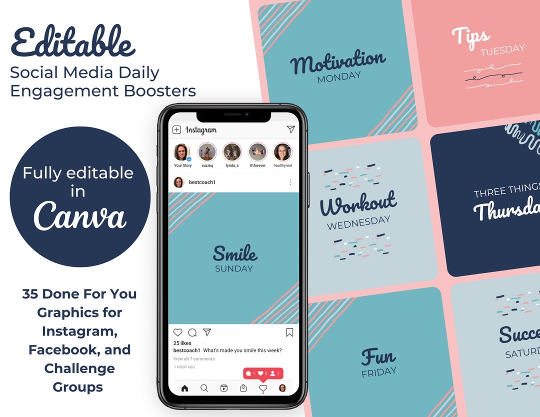 Editable Social Media Post Templates with Captions for MLM engagement ...