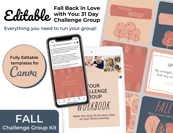Challenge Group Editable in Canva Fitness Coach Template for | Etsy