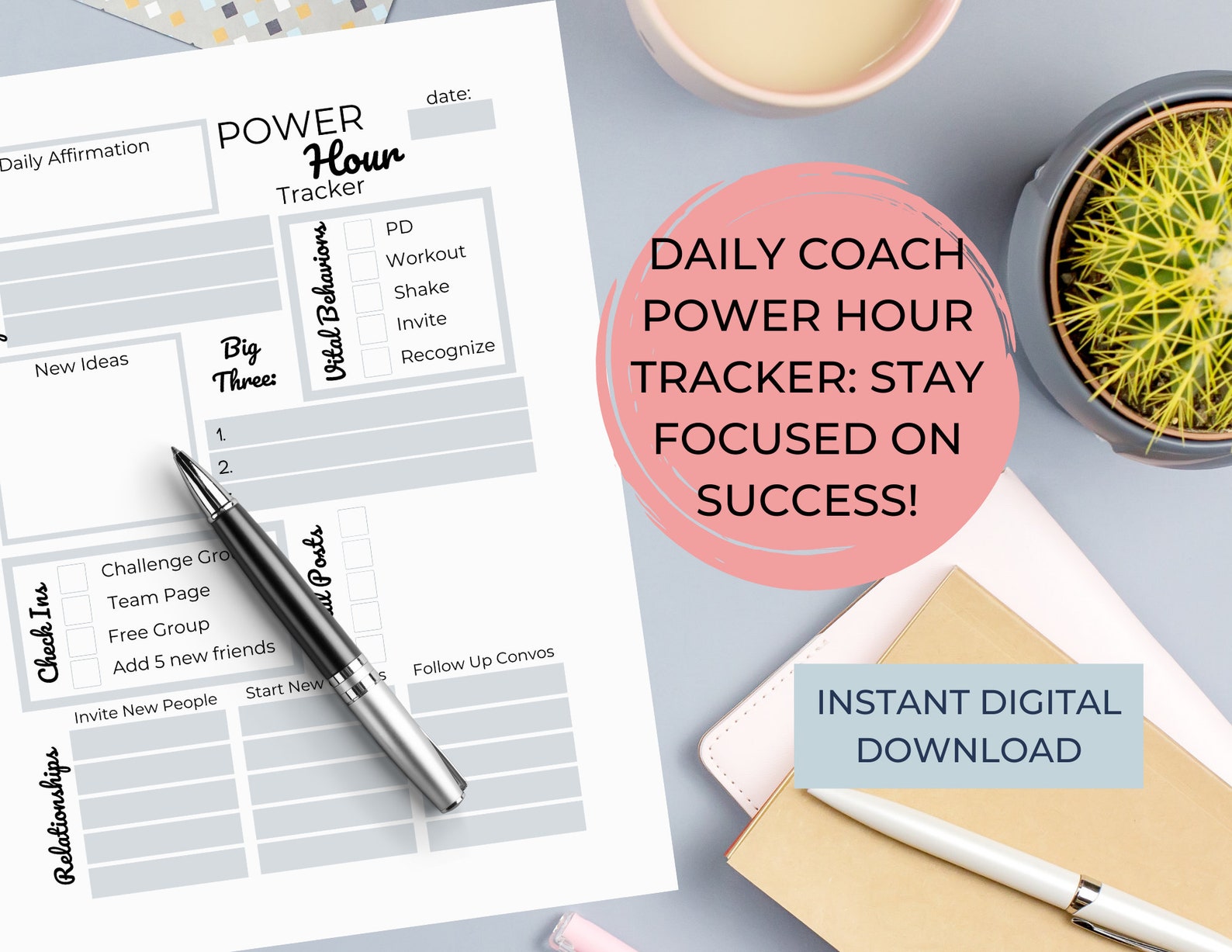 Power Hour Tracker Digital Download, Stay Focused in Your Coaching ...