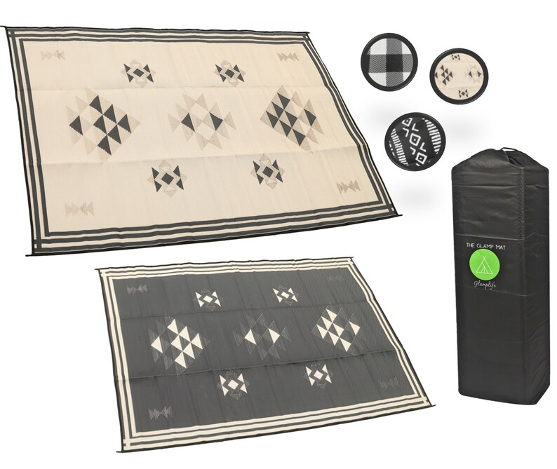 Recycled Reversible Waterproof RV Rug 9 X 12 Black and Tan - Etsy