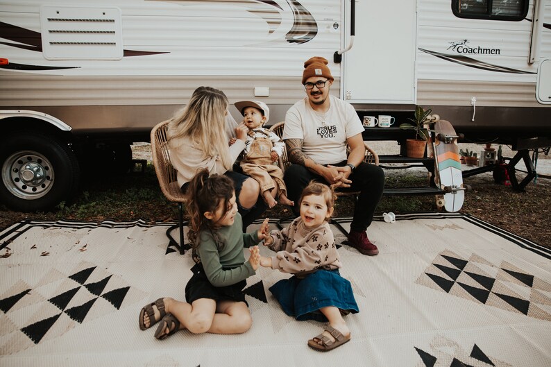 Recycled Reversible Waterproof RV Rug 9 X 12 Black and Tan - Etsy