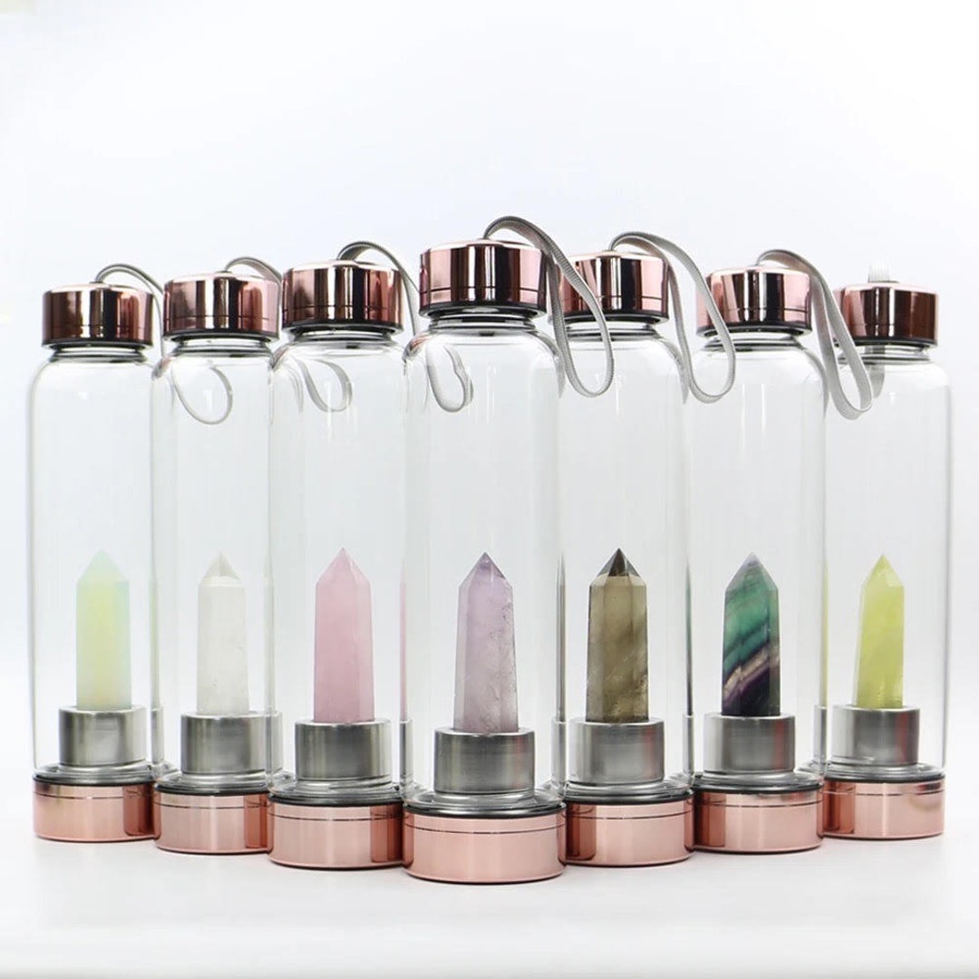 Crystal Water Bottle Gold Rose Stainless Steel Crystal Water Bottle ...