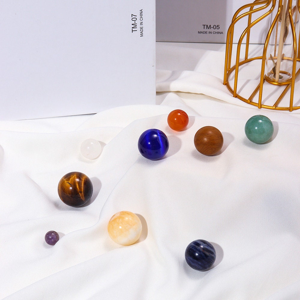 Crystal Sphere Solar System, Gemstone Ball Nine Planets of the Solar ...