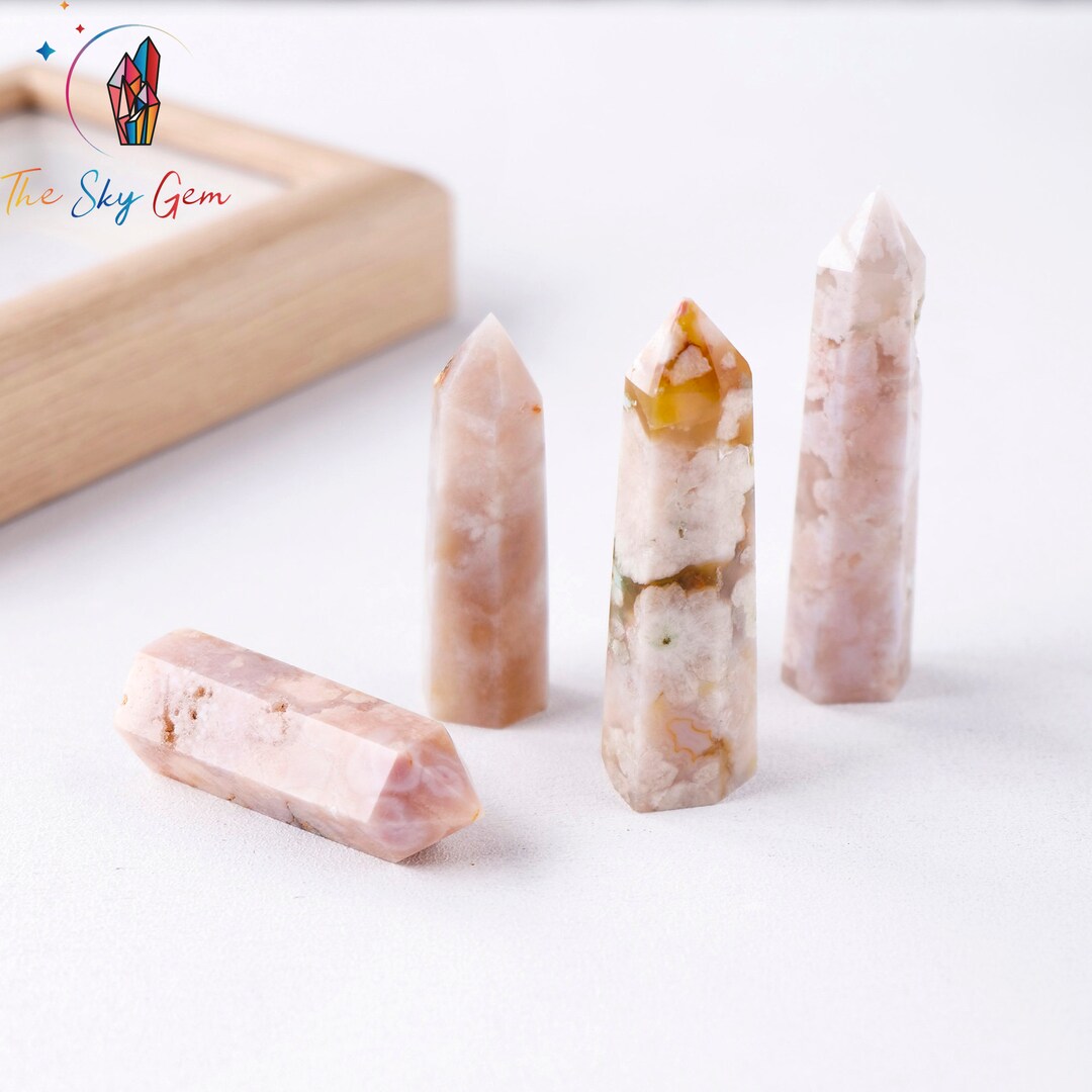 Flower Agate Crystal Point Flower Agate Crystal Tower Crystal Obelisk ...