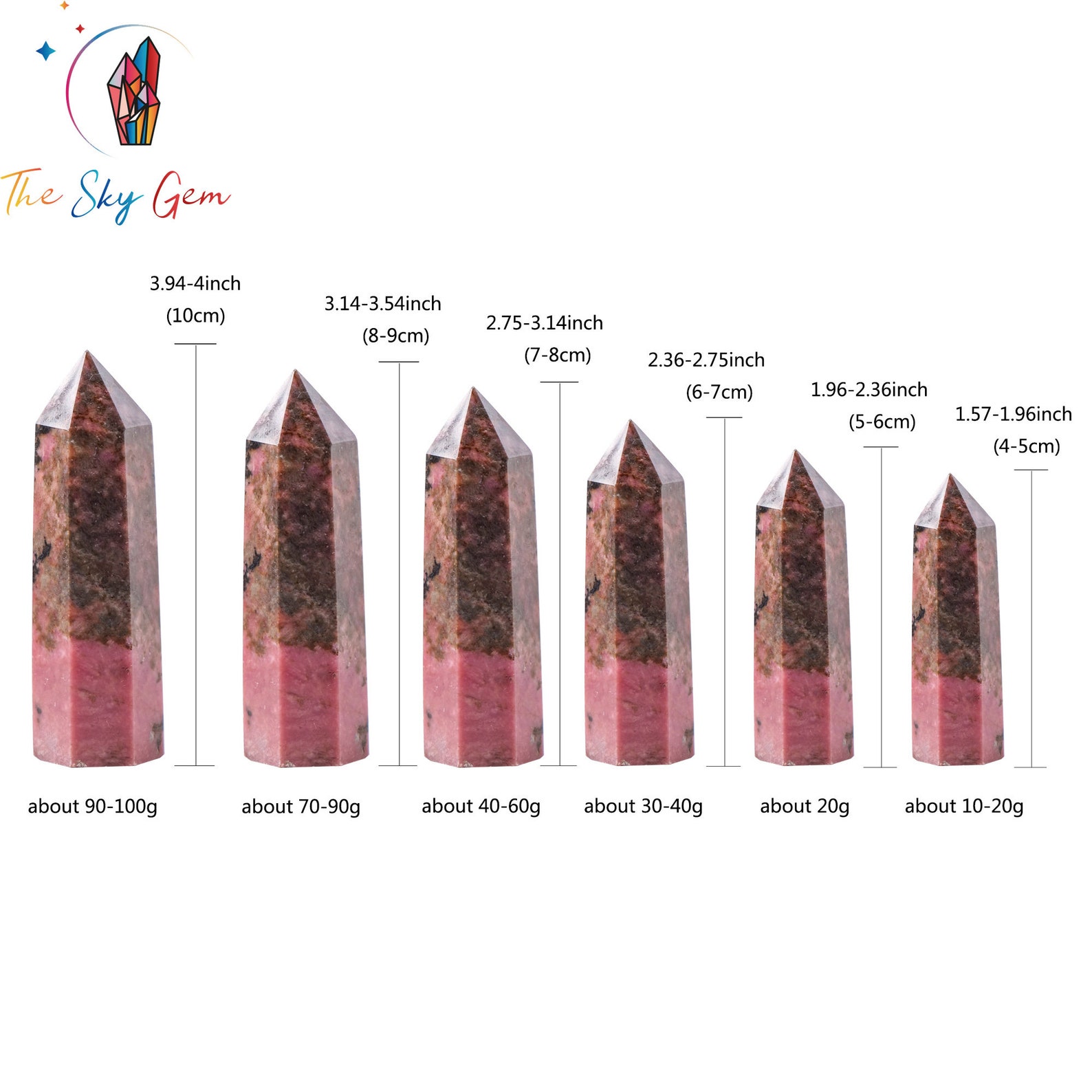 Rhodonite Crystal Point, Rhodonite Crystal Tower, Crystal Obelisk - Etsy