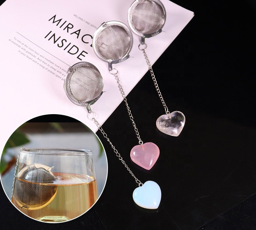Heart Shaped Clear Quartz Crystal Tea Infuser Reusable Loose | Etsy