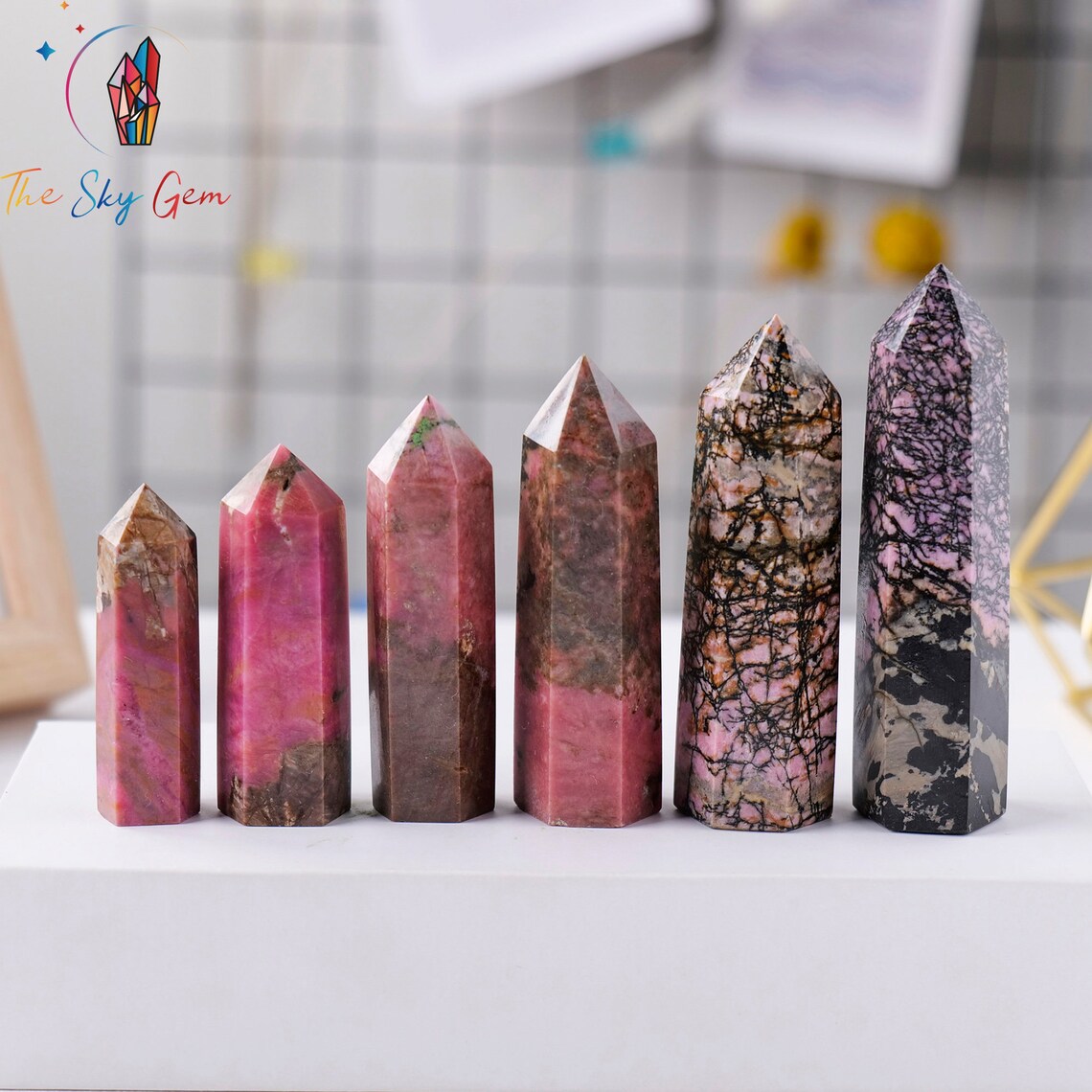 Rhodonite Crystal Point, Rhodonite Crystal Tower, Crystal Obelisk - Etsy