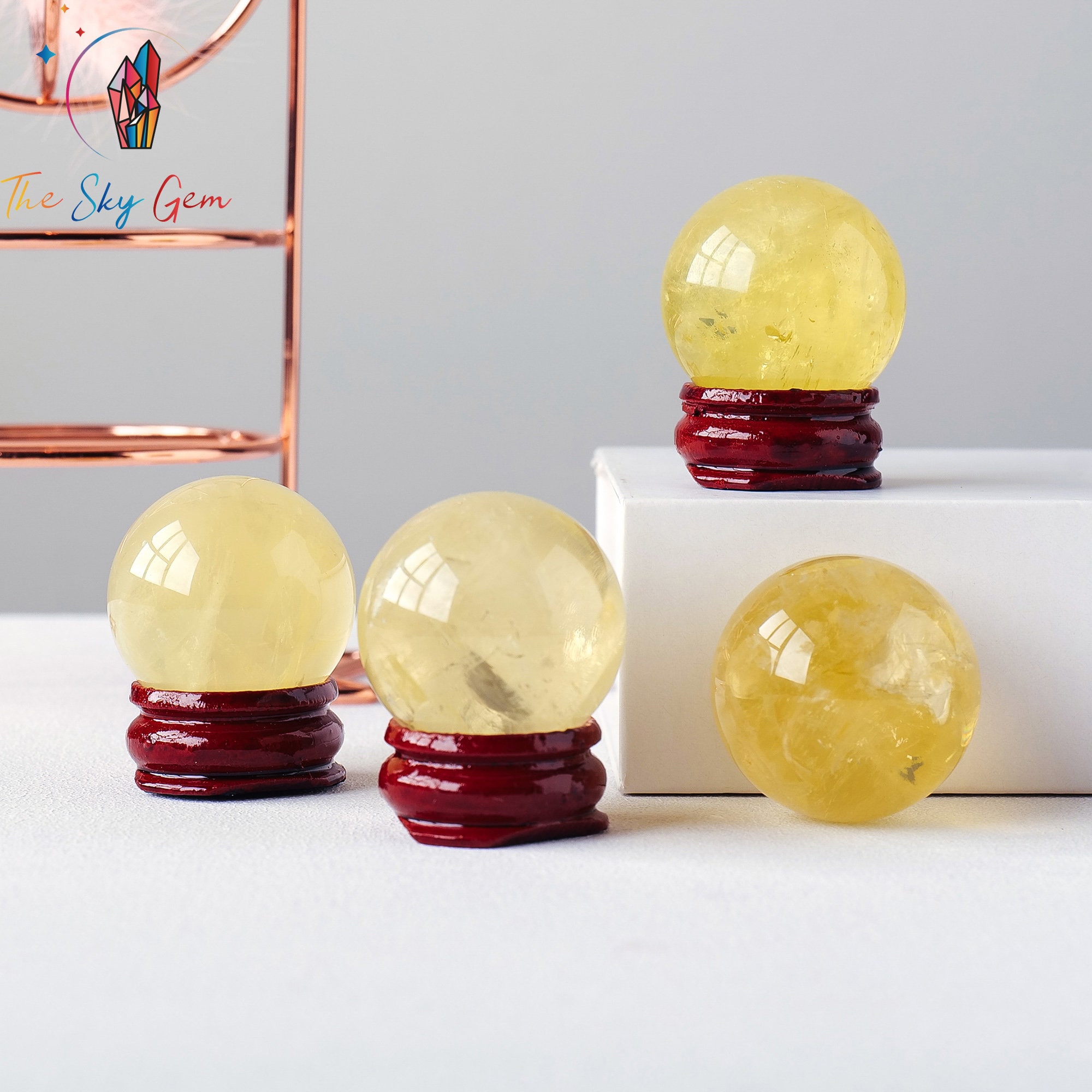 Citrine Sphere Crystal Ball | Natural Yellow Gemstone for Abundance ...
