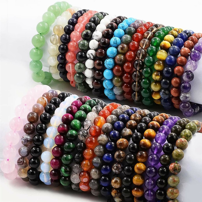 Natural Gemstone Beads Bracelets Stretchy Bracelet 8mm - Etsy