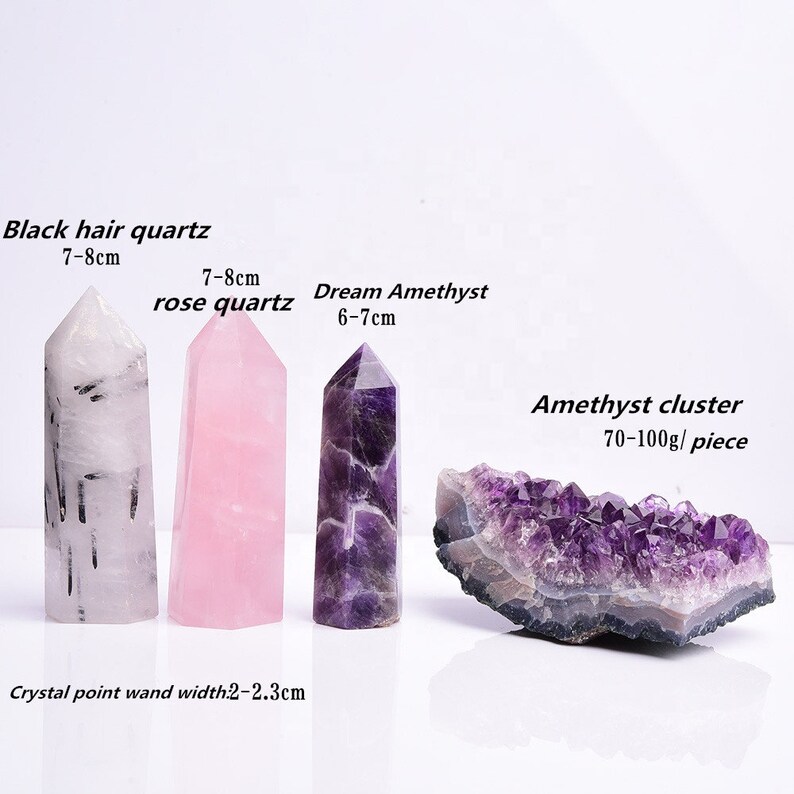 3 Pieces Crystal Point & Amethyst Cluster Set - Crystal Tower Set ...