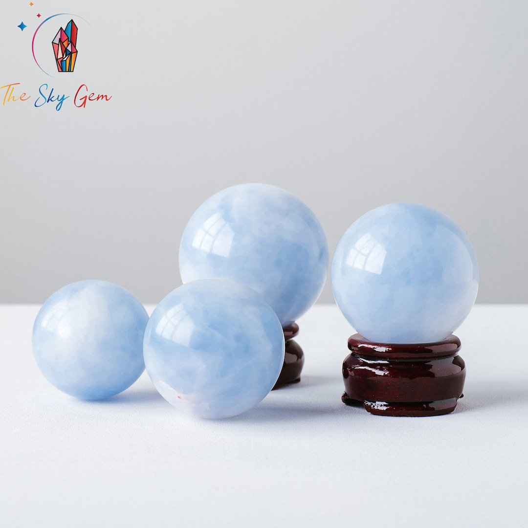 Celestite Sphere, Blue Celestite Crystal Ball, Natural Polished Healing ...