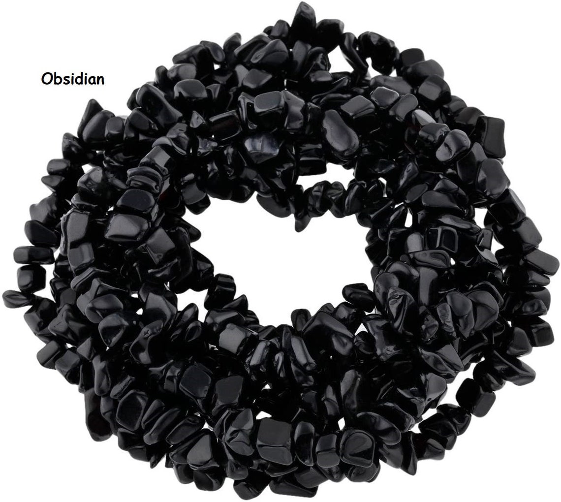 Natural Drilled Obsidian Gemstone Chip Beads Irregular Shaped | Etsy