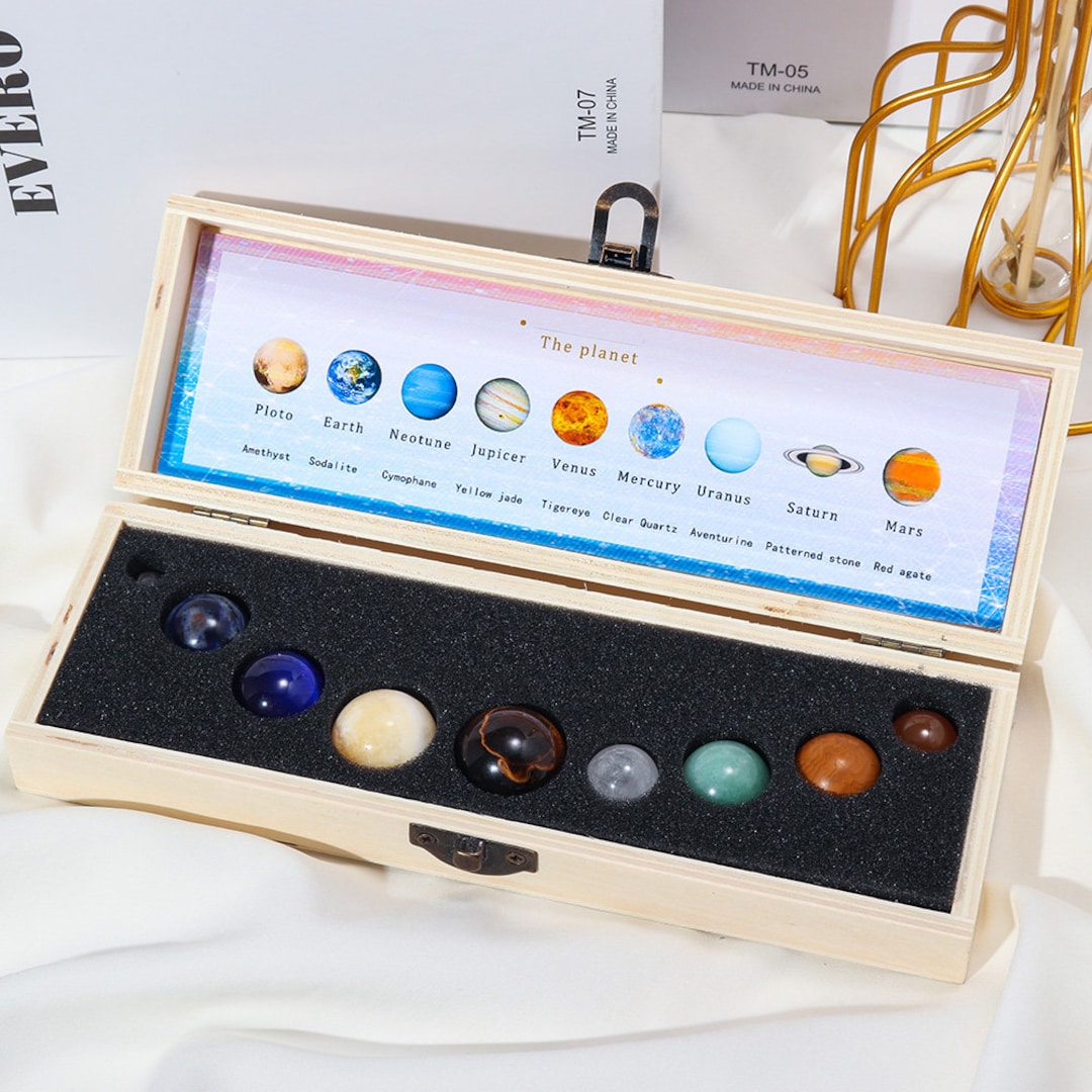 Crystal Sphere Solar System, Gemstone Ball Nine Planets of the Solar ...