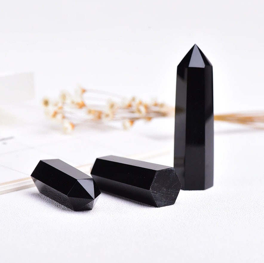 Obsidian Crystal Point Obsidian Crystal Tower Crystal | Etsy