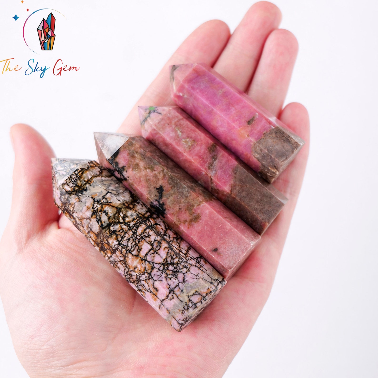 Rhodonite Crystal Point, Rhodonite Crystal Tower, Crystal Obelisk - Etsy