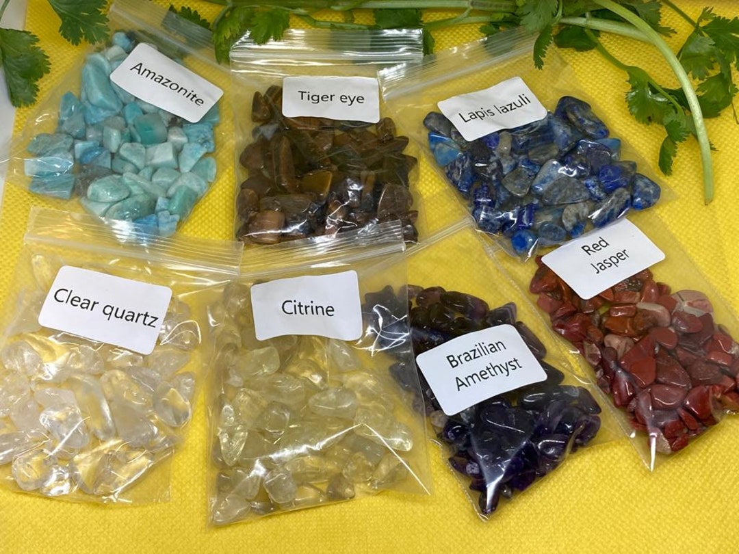 Seven Chakra Crystal Chips Set, Undrilled Crystal Chips Bags, Gemstone ...