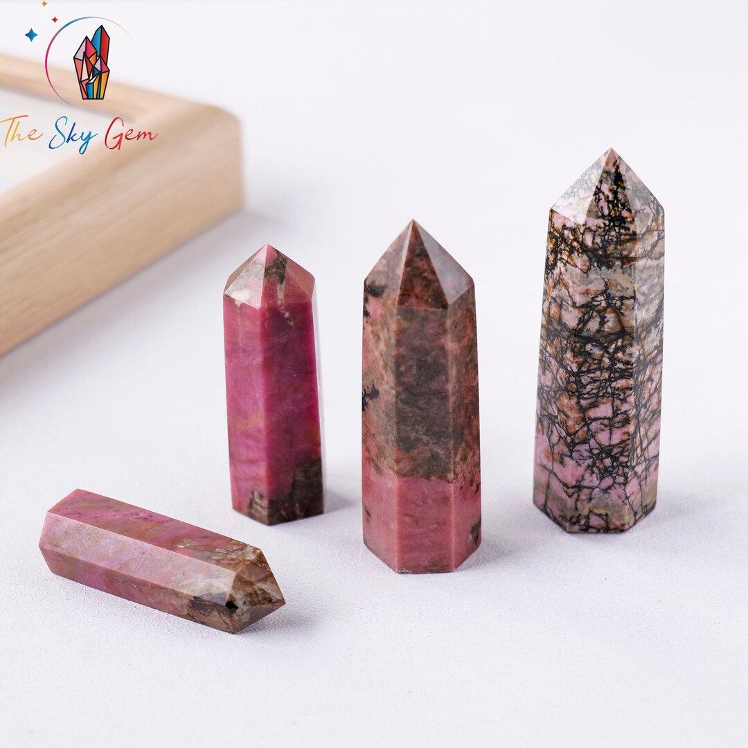 Rhodonite Crystal Point, Rhodonite Crystal Tower, Crystal Obelisk - Etsy