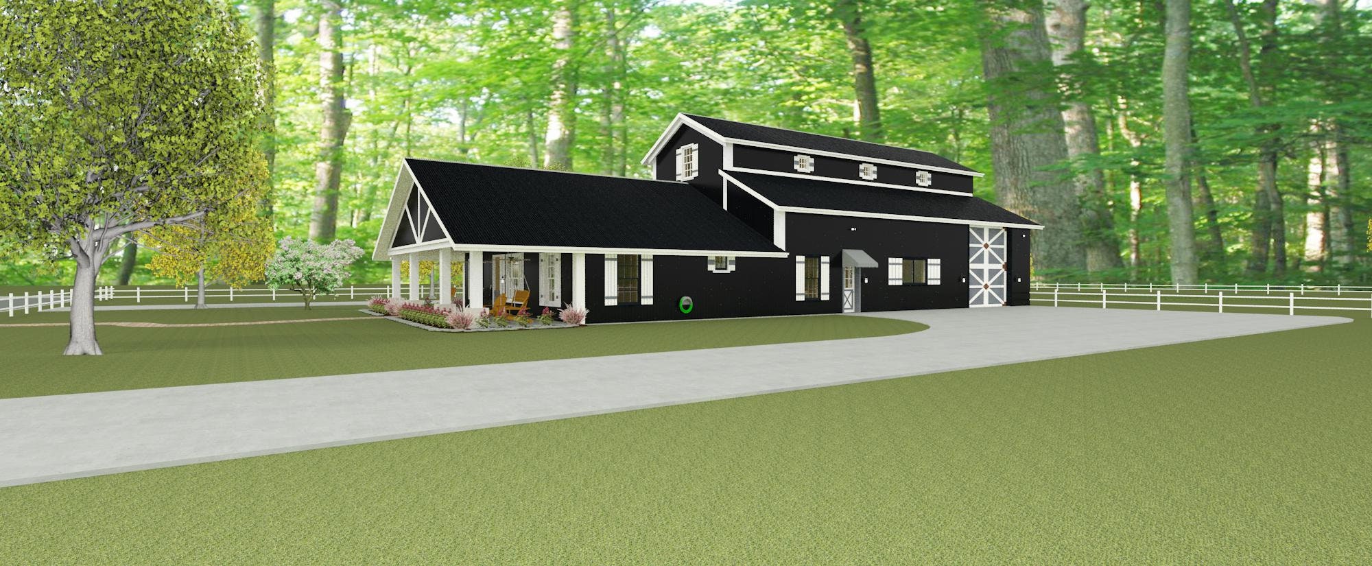 Brn07l-house Floor Plan-1,634 Sqft-3 Bedroom, 2.5 Bath, 1 Story, Barn ...
