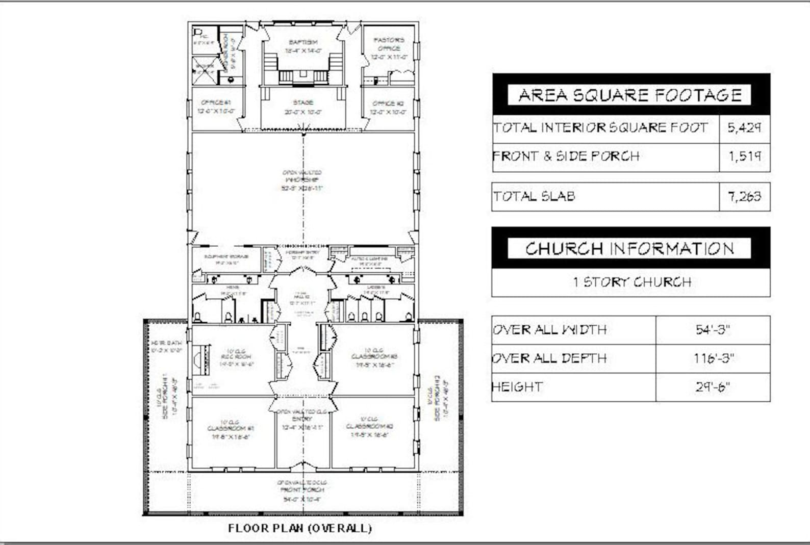 CHR 103, 1 Story Country Style Church-5,429 Sqft. - Etsy