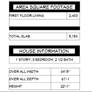 304-floor Plan- 2,483 Square Feet. 3 Bedroom, 2.5 Bath, Ranch Style - Etsy