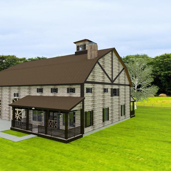 3 Story Barn House Plan - Etsy