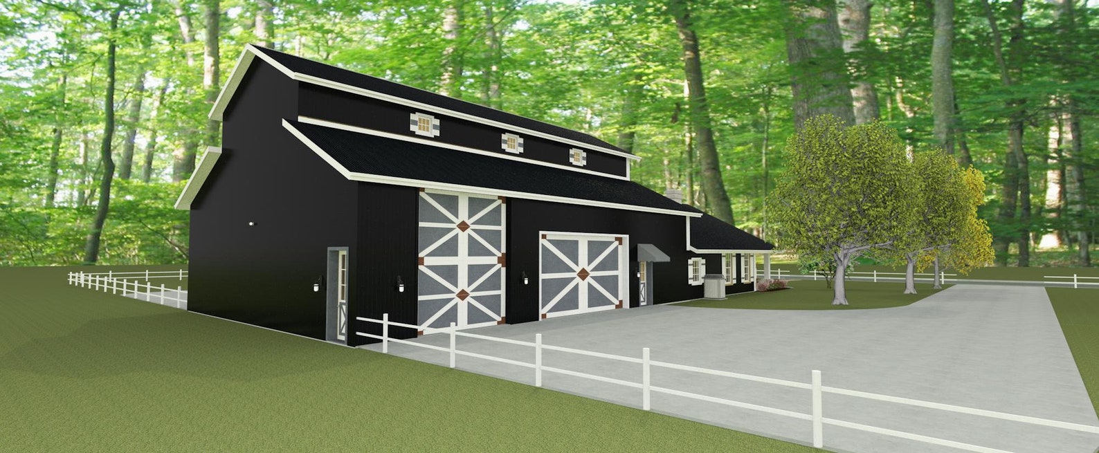 Brn07l-house Floor Plan-1,634 Sqft-3 Bedroom, 2.5 Bath, 1 Story, Barn ...