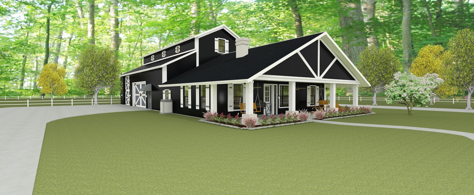 Brn07l-house Floor Plan-1,634 Sqft-3 Bedroom, 2.5 Bath, 1 Story, Barn ...