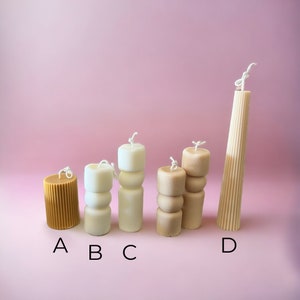 Ribbed Pillar Candles| Aesthetic Room Decor| Sculpture Candle| Table ...