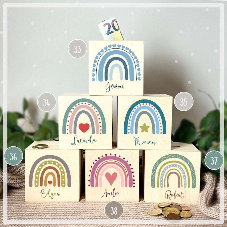 Personalized Wooden Piggy Bank With Name, Custom Money Box for Kid ...