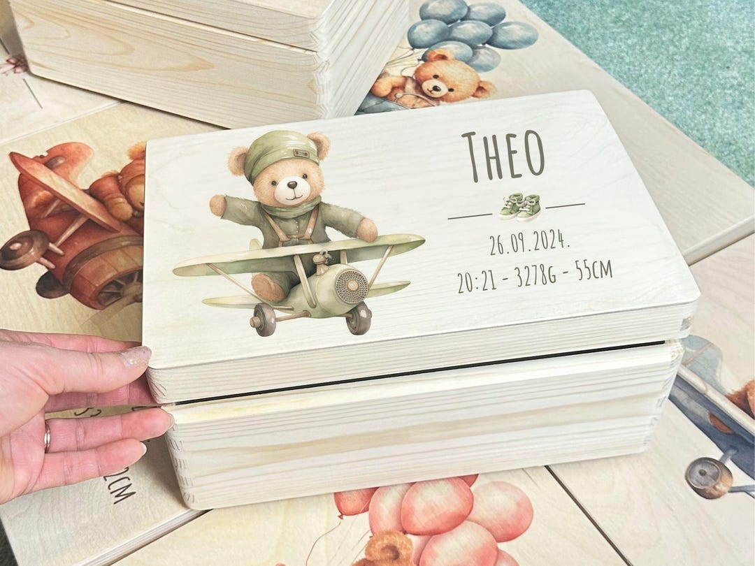 Personalized Newborn Memory Box, Custom New Baby Wooden Keepsake ...