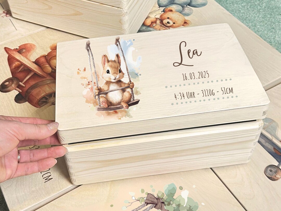 Personalized Newborn Memory Box, Custom New Baby Wooden Keepsake ...