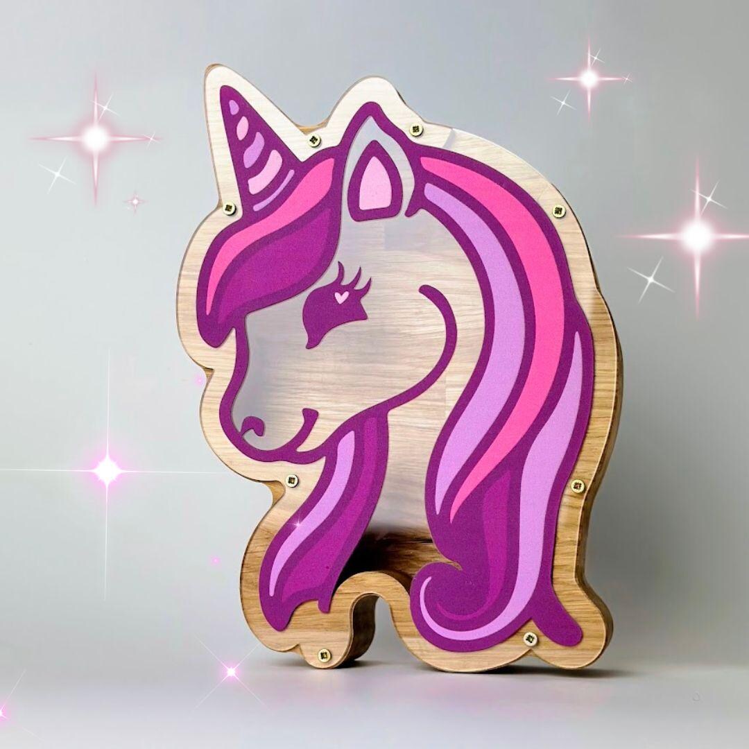 Unicorn Coin Bank | Unicorn Birthday Gift for Girls | Wooden Piggy Bank ...