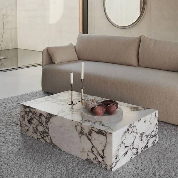 Custom Low Violet Calacatta Marble Modern Luxury Coffee Table - Etsy Canada