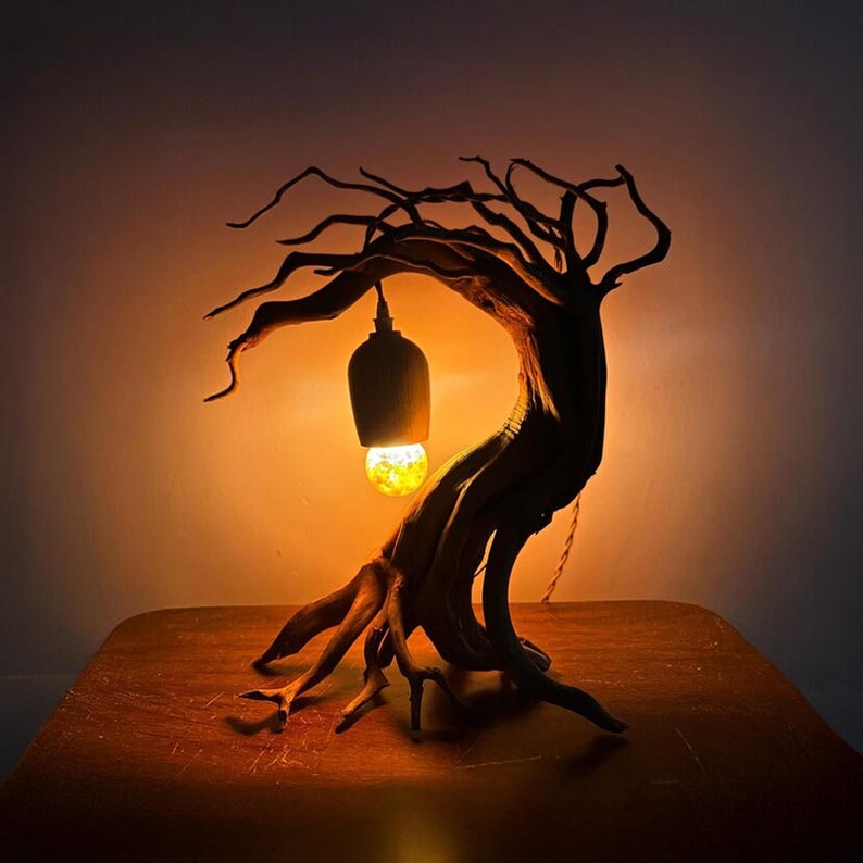 Tree Branch Table Lamp Driftwood Desk Lighting Bonsai Light Art Deco ...