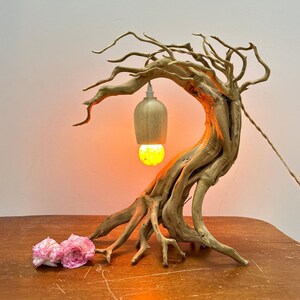 Tree Branch Table Lamp Driftwood Desk Lighting Bonsai Light Art Deco ...