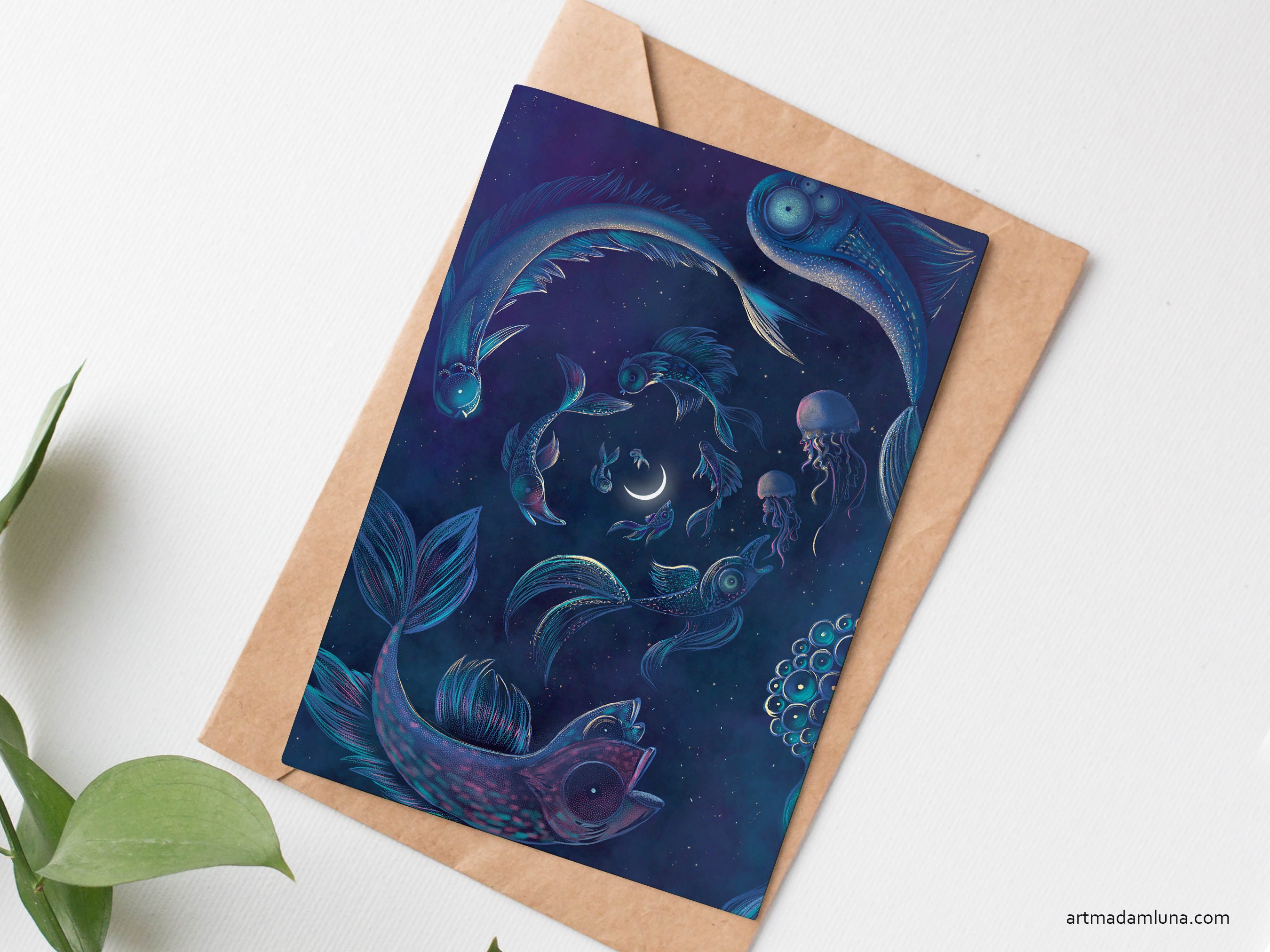 The New Moon in Pisces Fine Art Illustration Print | Etsy