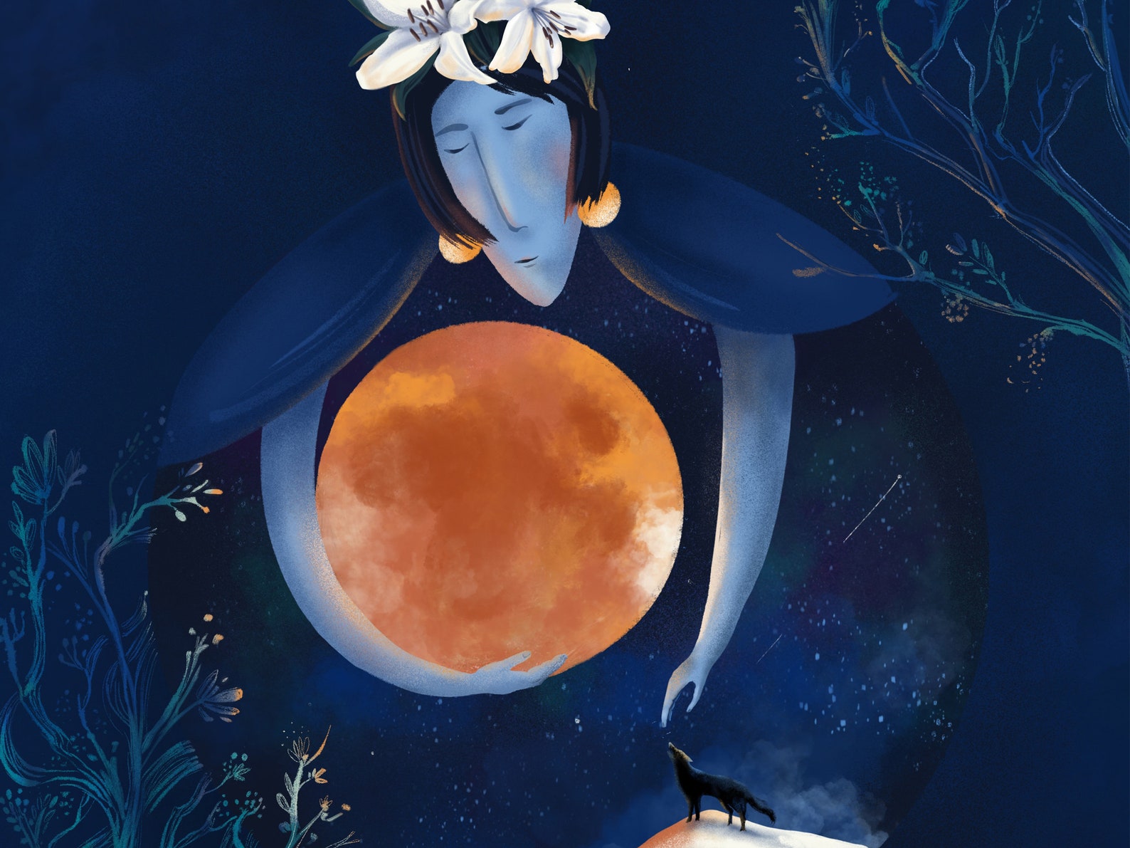 Mother Moon Art Print: Spiritual Wolf Moon Decor - Etsy