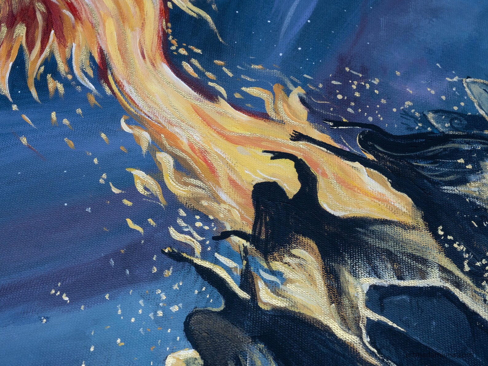 Fire Phoenix From Original Painting Fine Art Print With - Etsy