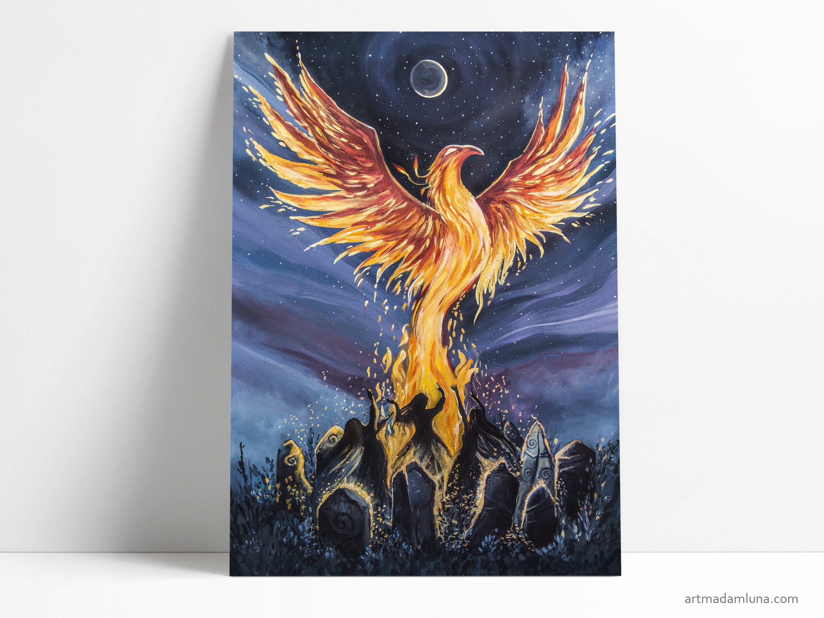 Fire Phoenix from Original Painting Fine Art Print with | Etsy