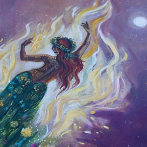 Beltane Dance Oil Painting: Pagan Fire Celebration, Feminine Energy Art ...