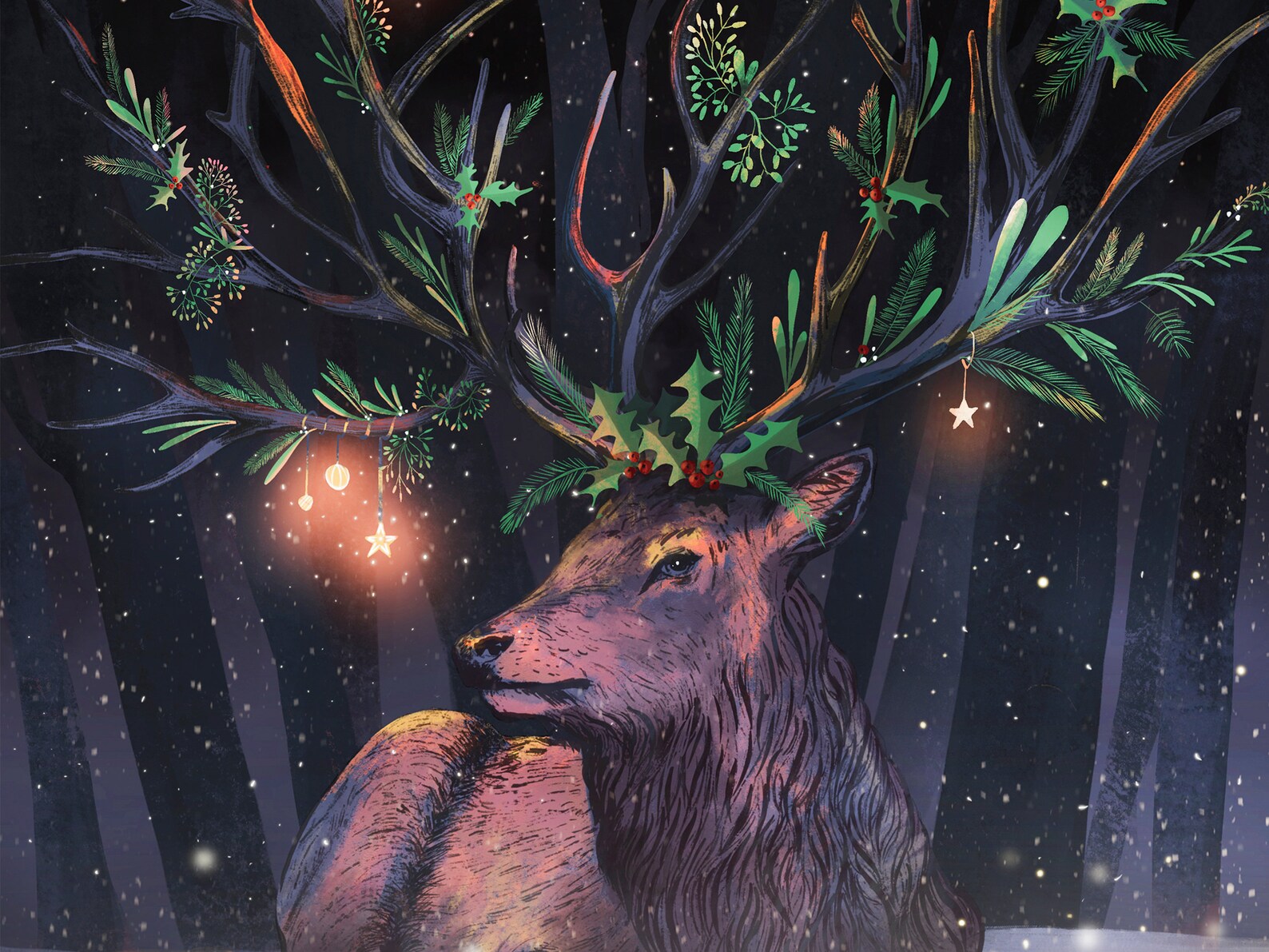 The Magical Deer Animal Totem Fine Art Print Spiritual Wall | Etsy