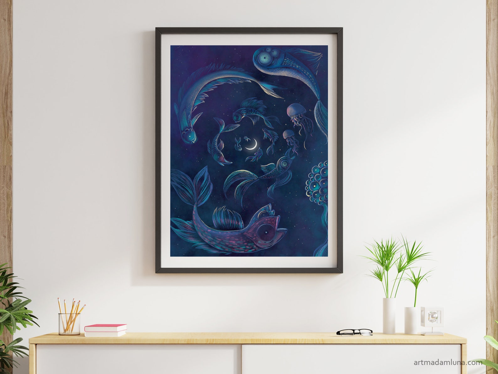 The New Moon in Pisces Fine Art Illustration Print | Etsy